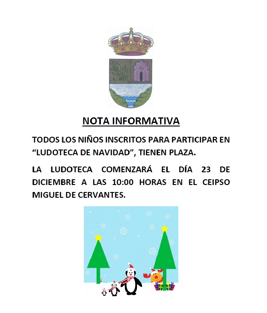 NOTA INFORMATIVA LUDOTECA NAVIDAD